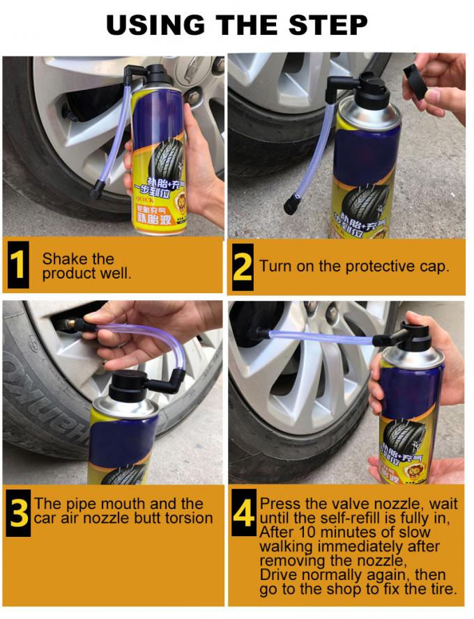 Tire Repair Inflator Aerosol Spray Cap No Corrosion OEM Accepptable