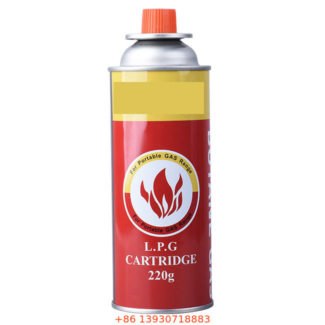 Tinplate 220g Portable Butane Gas Cylinder Cartridge Valve And Cover ...